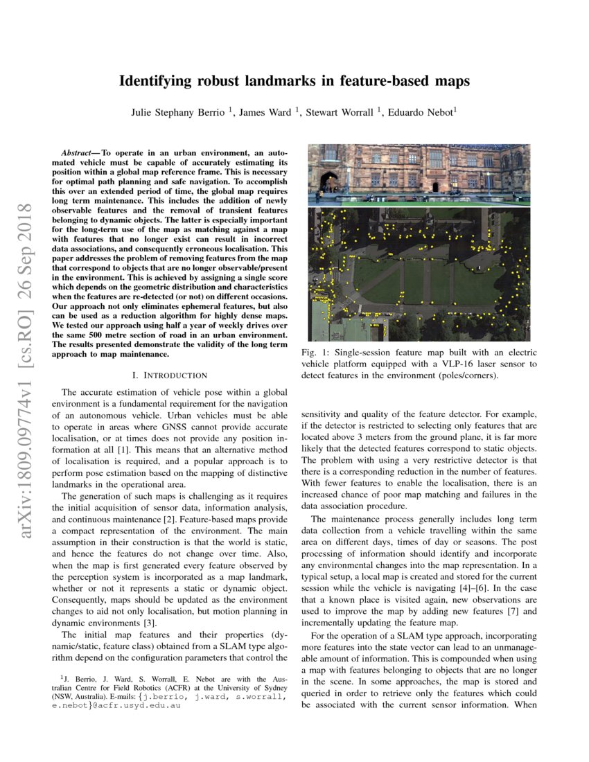Identifying Robust Landmarks In Feature Based Maps Deepai