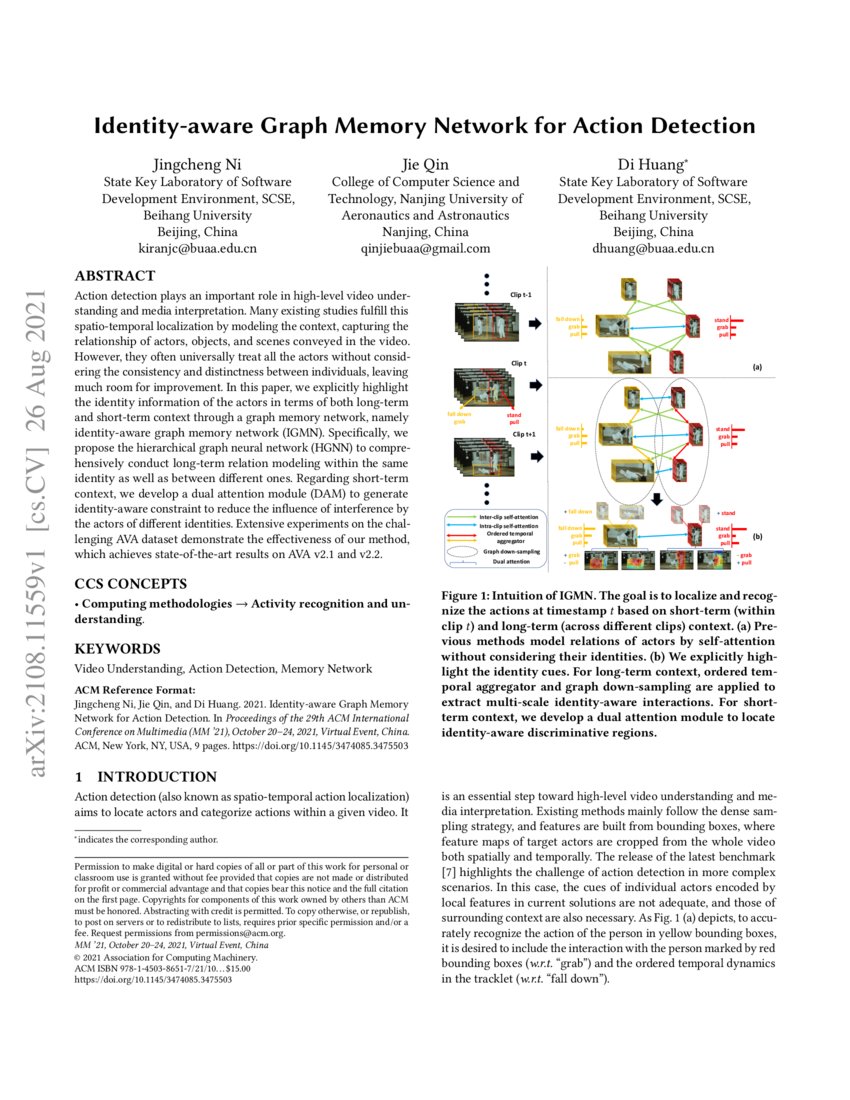Identity Aware Graph Memory Network For Action Detection Deepai