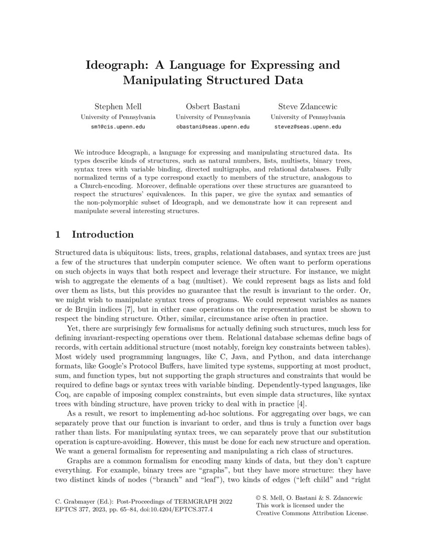 Ideograph A Language For Expressing And Manipulating Structured Data Deepai