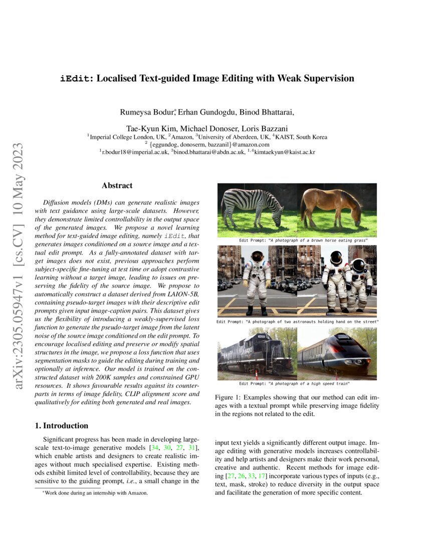 iEdit: Localised Text-guided Image Editing with Weak Supervision | DeepAI