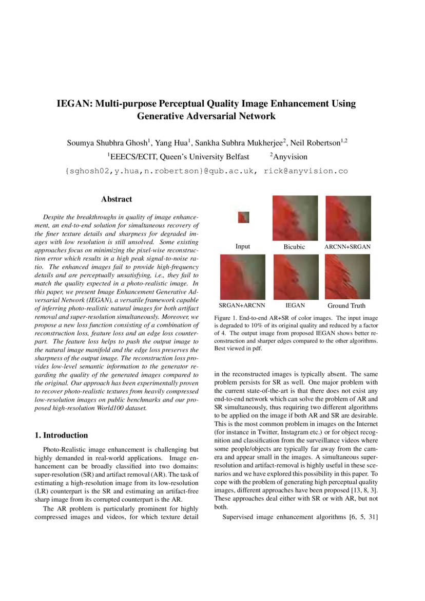 IEGAN: Multi-purpose Perceptual Quality Image Enhancement Using Generative Adversarial Network ...