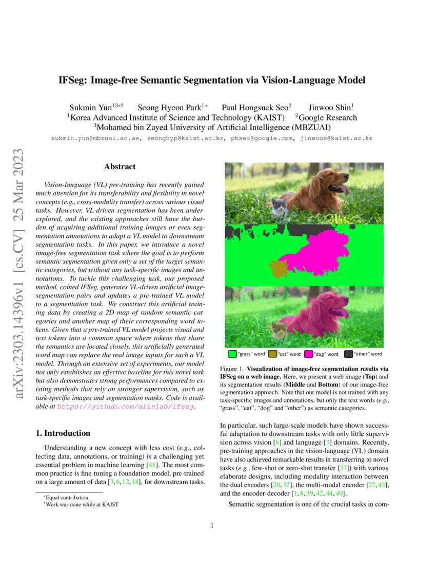 IFSeg: Image-free Semantic Segmentation via Vision-Language Model | DeepAI IFSeg: Image-free Semantic Segmentation via Vision-Language Model | DeepAI