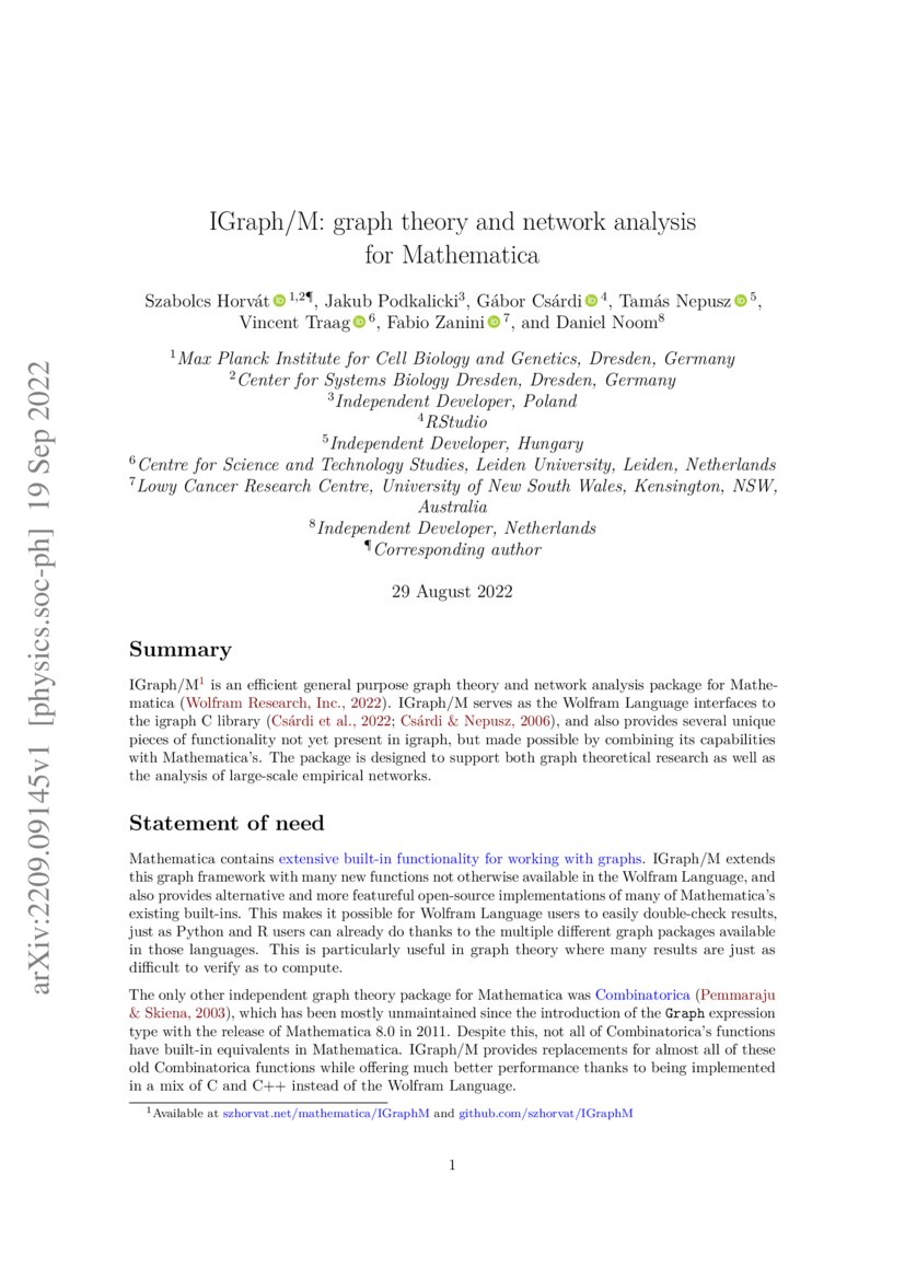 IGraph/M: graph theory and network analysis for Mathematica | DeepAI