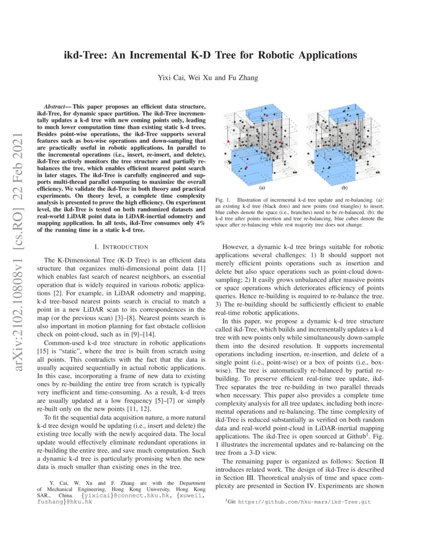 ikd-Tree: An Incremental K-D Tree for Robotic Applications | DeepAI