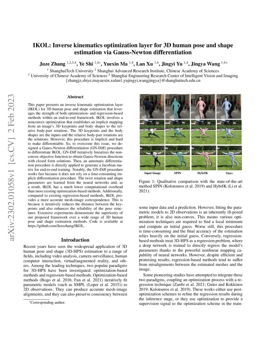 Ikol Inverse Kinematics Optimization Layer For 3d Human Pose And Shape Estimation Via Gauss