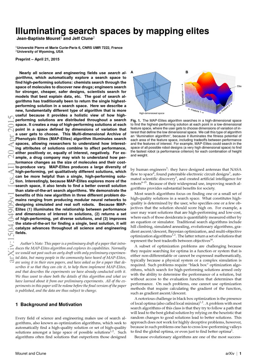 Illuminating search spaces by mapping elites | DeepAI