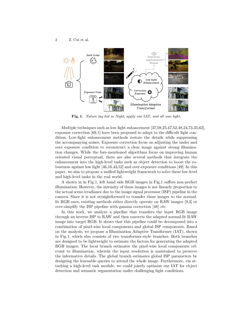 Illumination Adaptive Transformer | DeepAI
