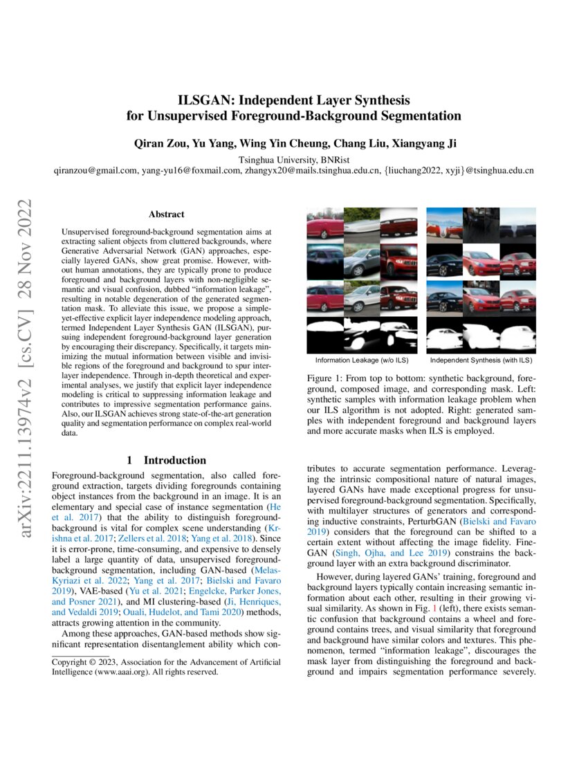 Ilsgan Independent Layer Synthesis For Unsupervised Foreground Background Segmentation Deepai 6500