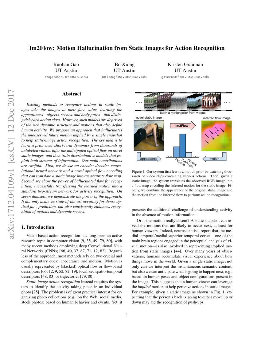 Im2Flow: Motion Hallucination from Static Images for Action Recognition | DeepAI