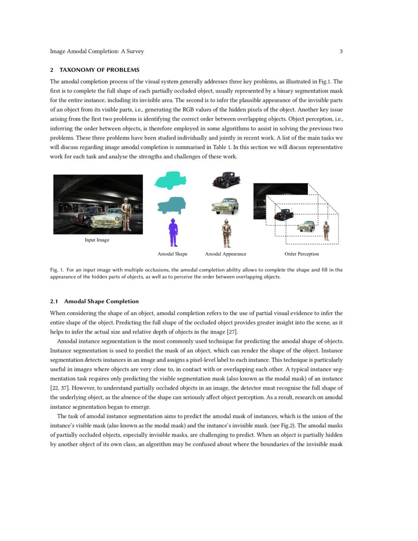 Image Amodal Completion A Survey Deepai