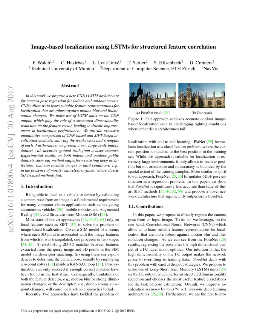 Image Based Localization Using Lstms For Structured Feature Correlation 
