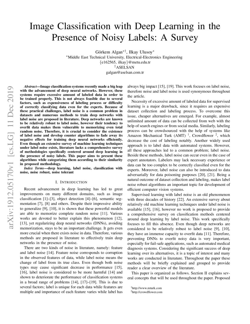 Image Classification with Deep Learning in the Presence of Noisy Labels ...