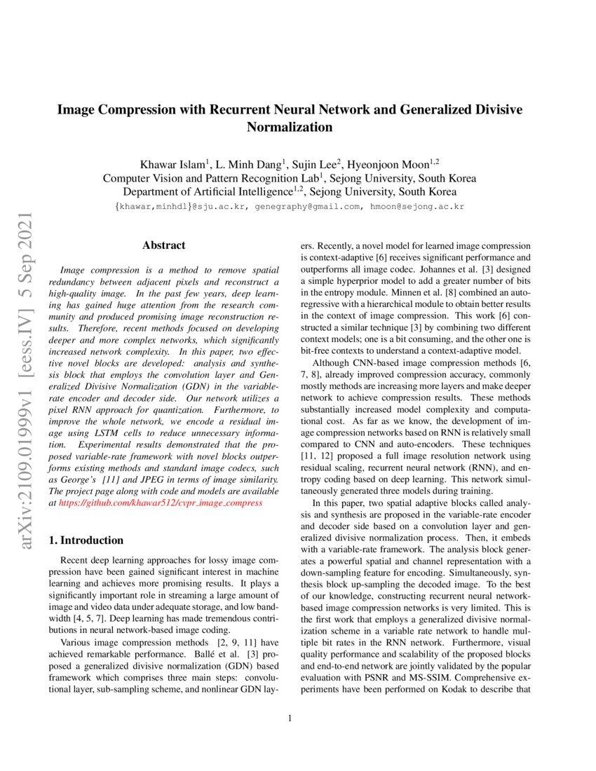 Image Compression With Recurrent Neural Network And Generalized