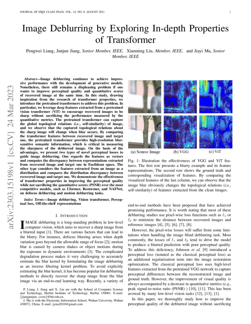 Image Deblurring by Exploring In-depth Properties of Transformer | DeepAI