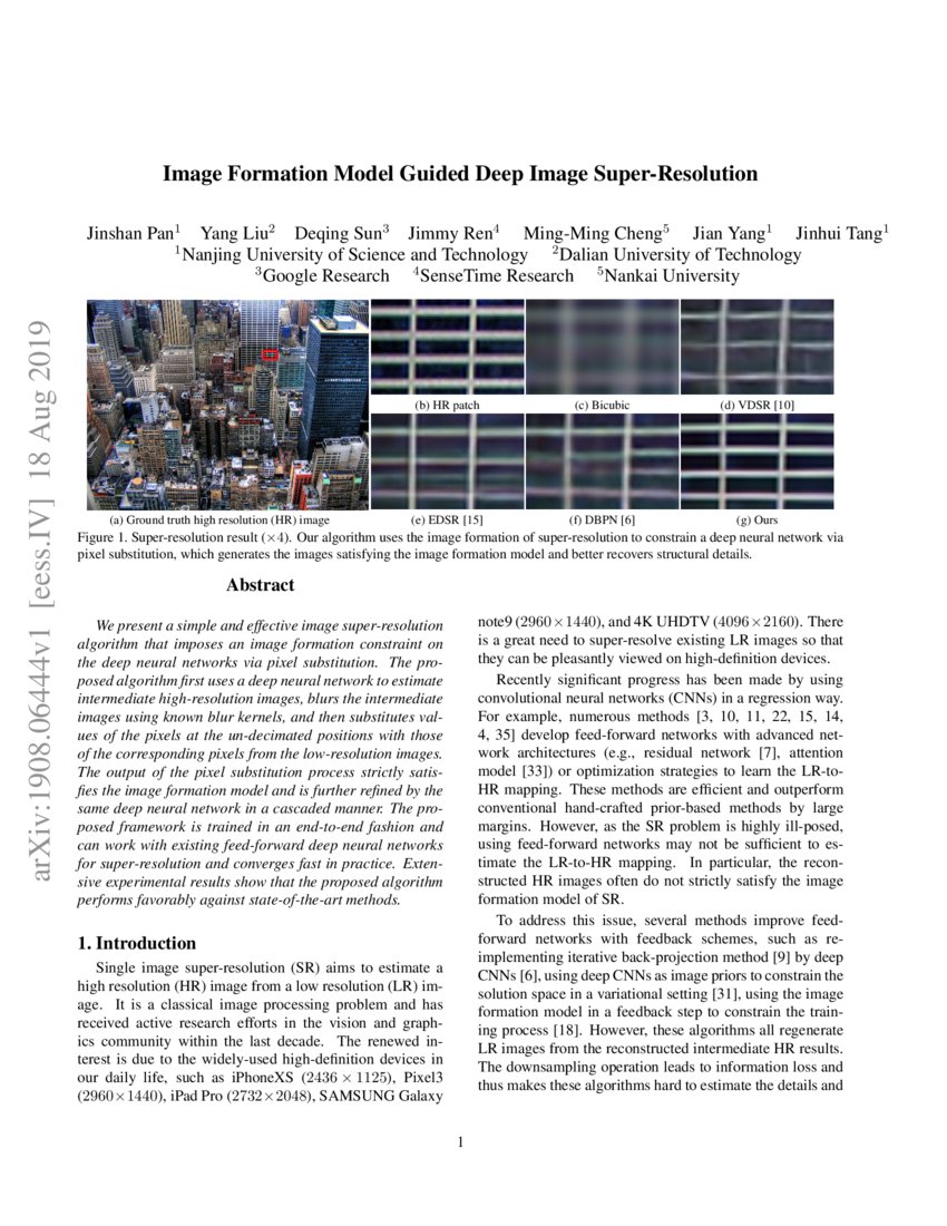 Image Formation Model Guided Deep Image Super-Resolution | DeepAI