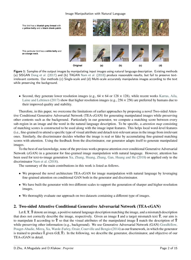 Image Manipulation With Natural Language Using Two Sidedattentive