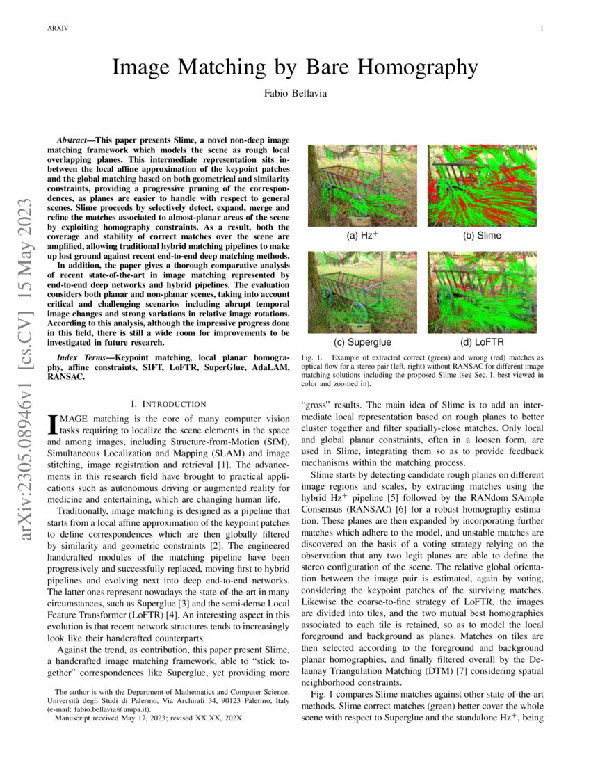 Image Matching by Bare Homography | DeepAI