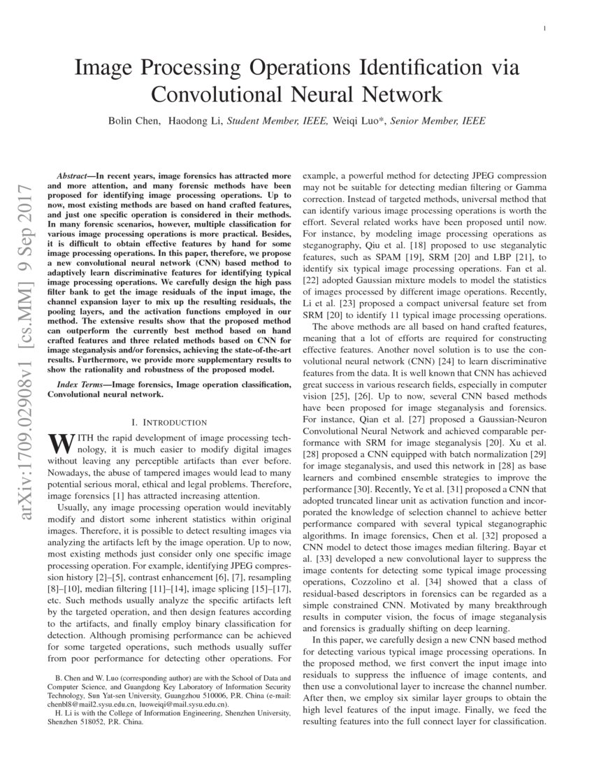 Image Processing Operations Identification via Convolutional Neural ...