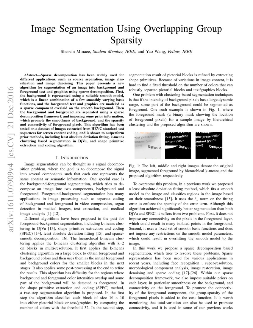 Image Segmentation Using Overlapping Group Sparsity | DeepAI