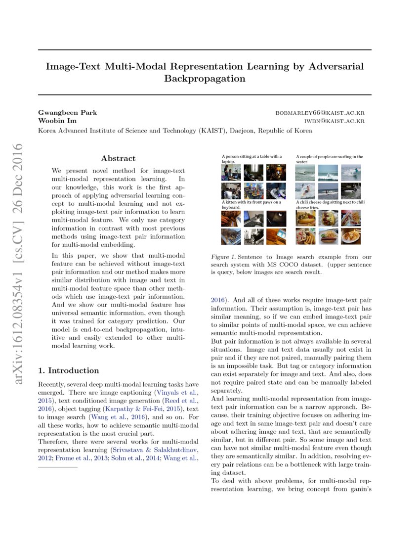 Image-Text Multi-Modal Representation Learning by Adversarial ... Image-Text Multi-Modal Representation Learning by Adversarial ...