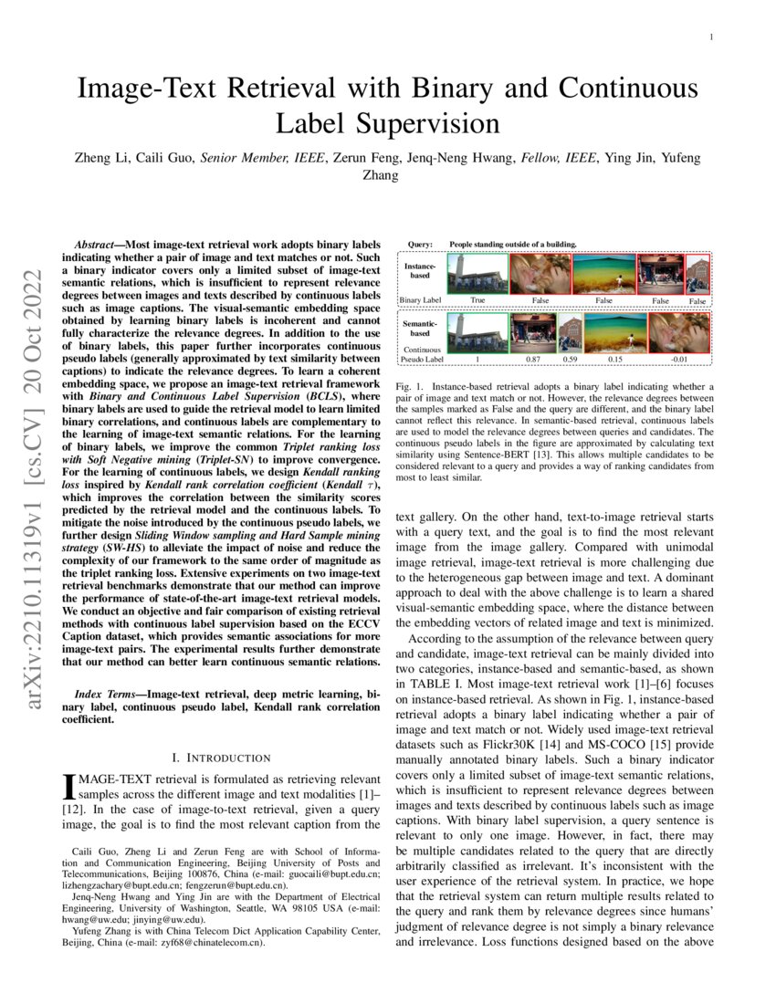 Image-Text Retrieval with Binary and Continuous Label Supervision | DeepAI