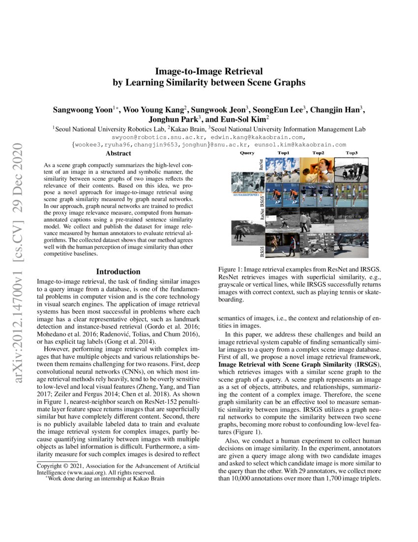 Image To Image Retrieval By Learning Similarity Between Scene Graphs Deepai