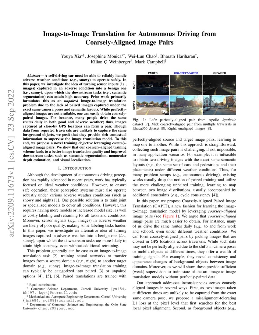 Image-to-Image Translation for Autonomous Driving from Coarsely-Aligned ...