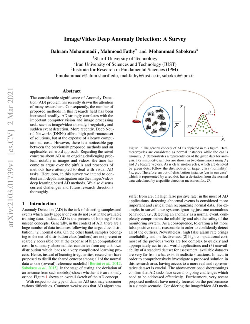 Image Video Deep Anomaly Detection A Survey Deepai