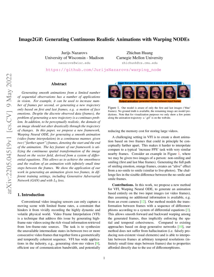 Image2Gif: Generating Continuous Realistic Animations with Warping ...