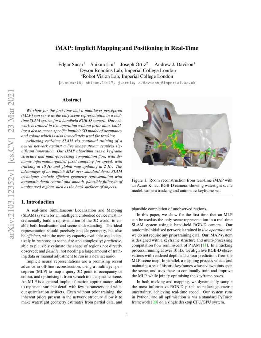 iMAP: Implicit Mapping and Positioning in Real-Time | DeepAI