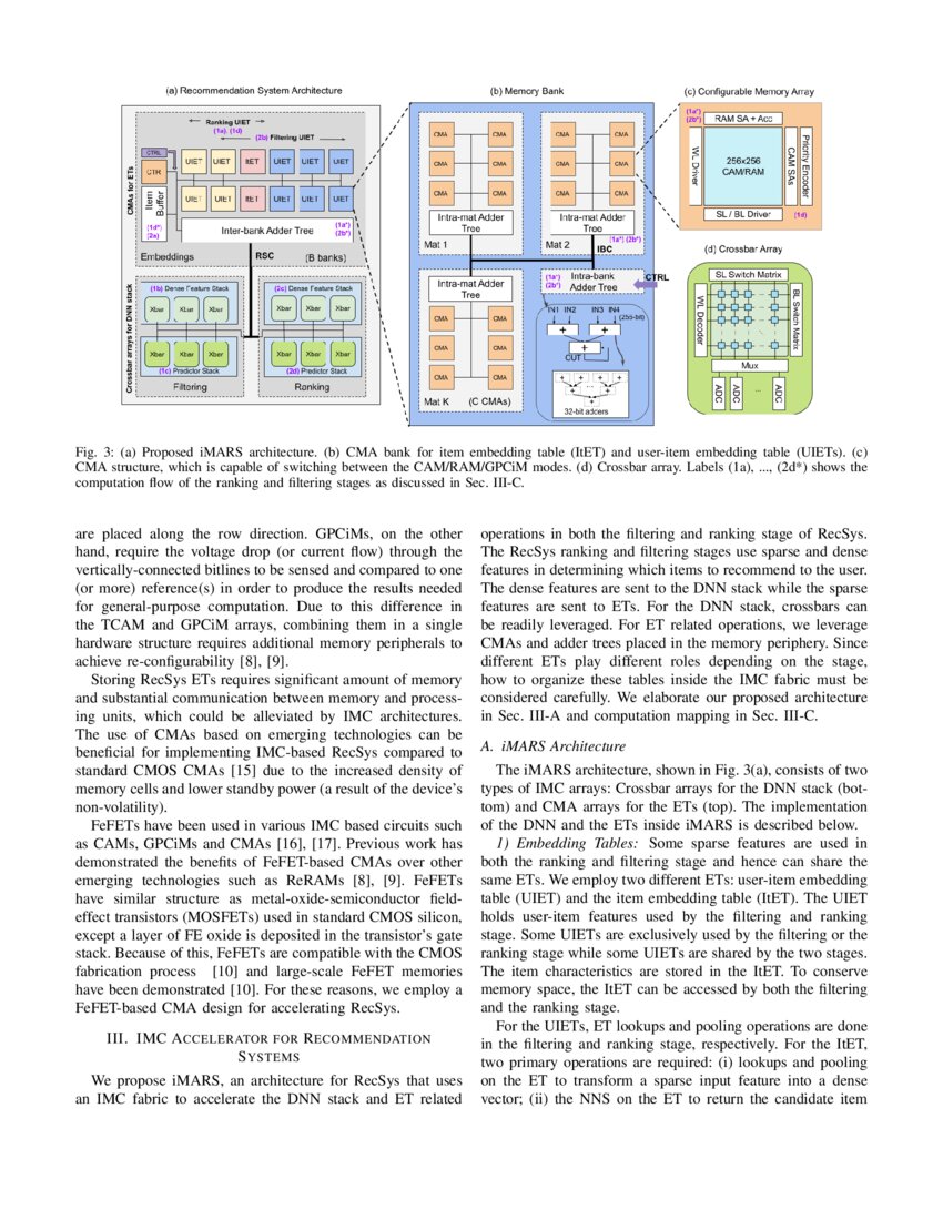Imars An In Memory Computing Architecture For Recommendation Systems