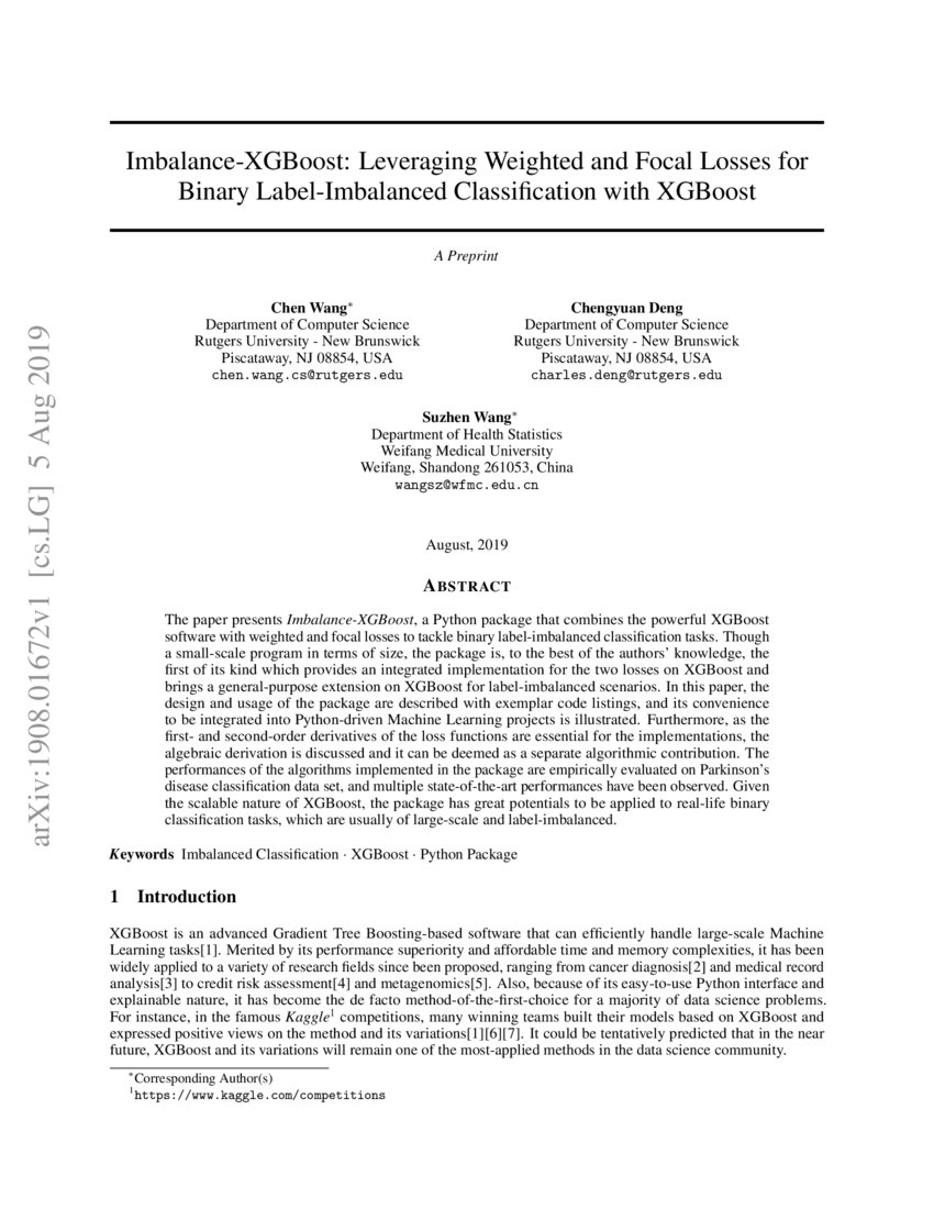 Imbalance Xgboost Leveraging Weighted And Focal Losses For Binary Label Imbalanced
