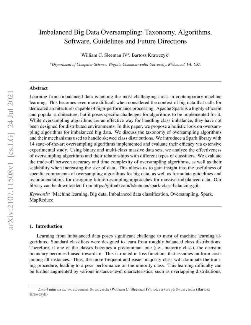 Imbalanced Big Data Oversampling: Taxonomy, Algorithms, Software, Guidelines and Future ...