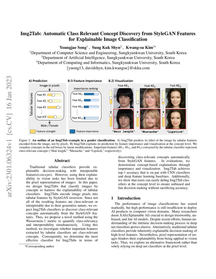 Img2Tab: Automatic Class Relevant Concept Discovery from StyleGAN Features for Explainable Image ...