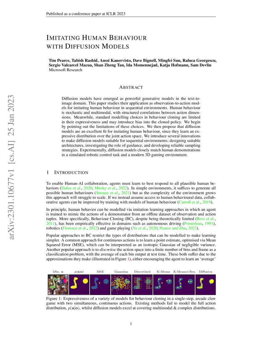 Imitating Human Behaviour with Diffusion Models | DeepAI