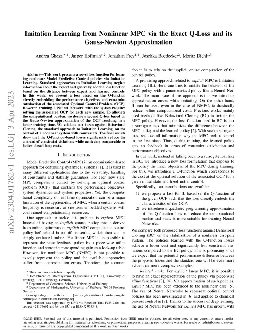 Imitation Learning from Nonlinear MPC via the Exact Q-Loss and its Gauss-Newton Approximation ...