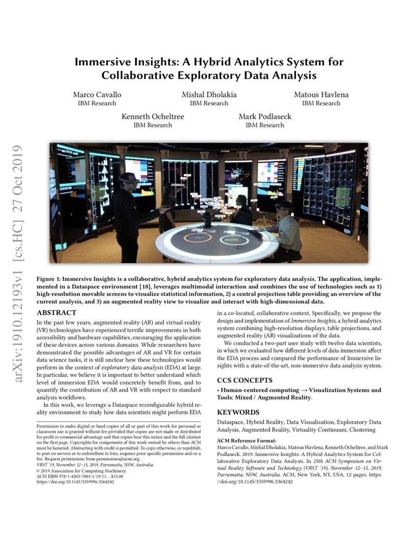 Immersive Insights: A Hybrid Analytics System for Collaborative Exploratory Data Analysis | DeepAI