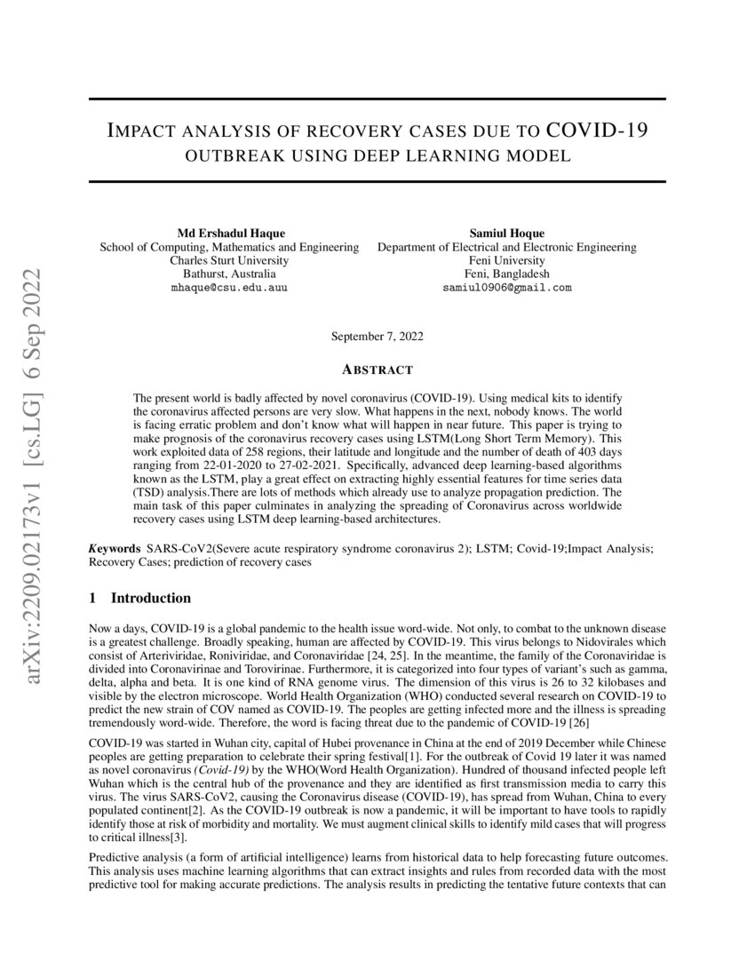 Impact analysis of recovery cases due to COVID19 using LSTM deep ...