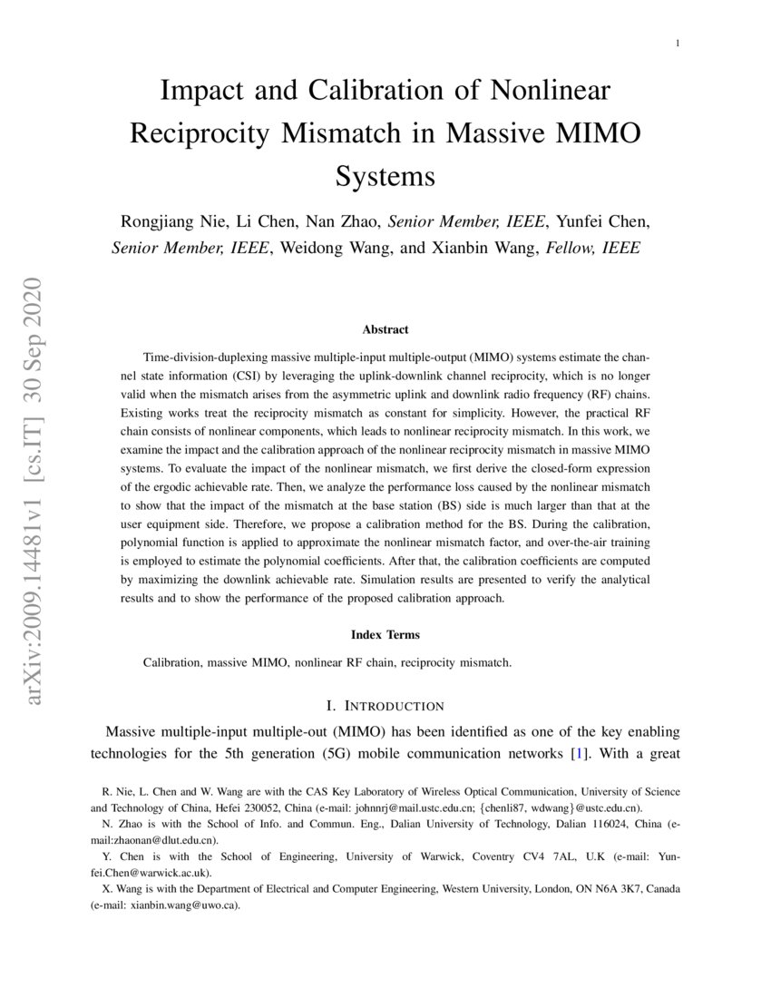 Impact and Calibration of Nonlinear Reciprocity Mismatch in Massive MIMO | DeepAI