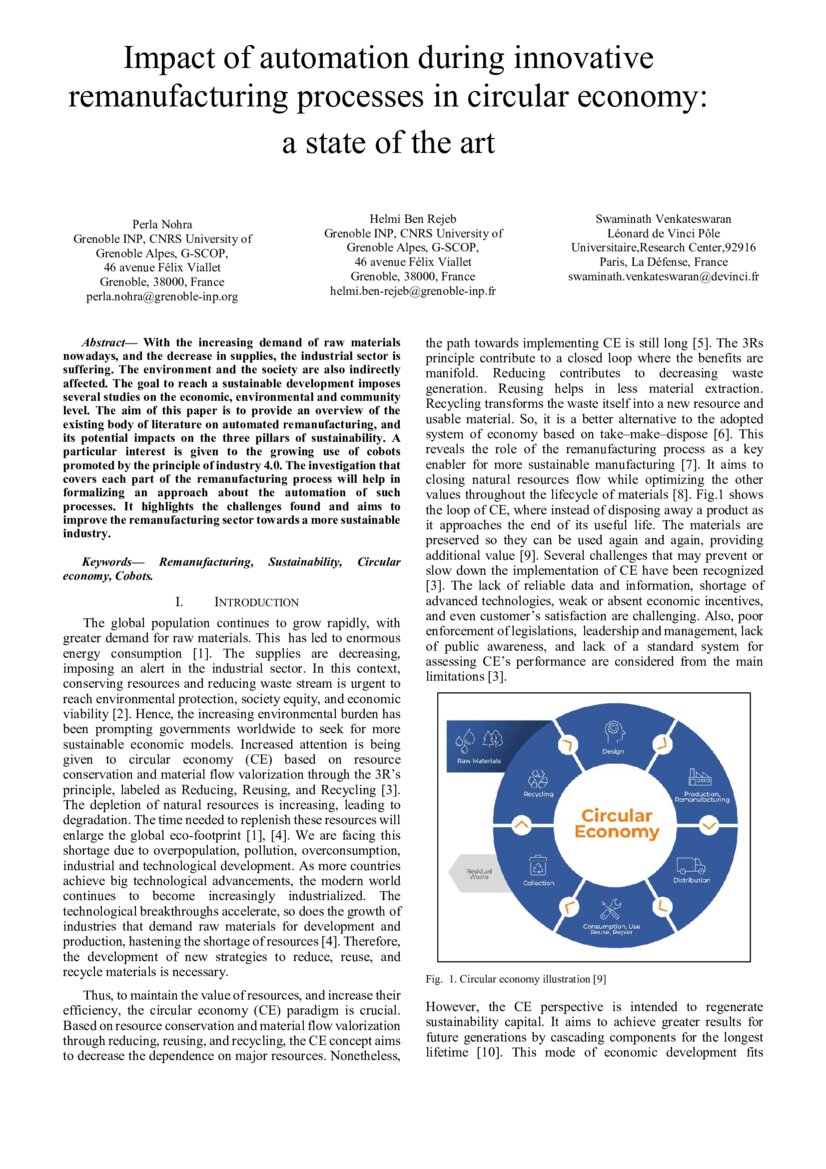 Impact of automation during innovative remanufacturing processes in ...