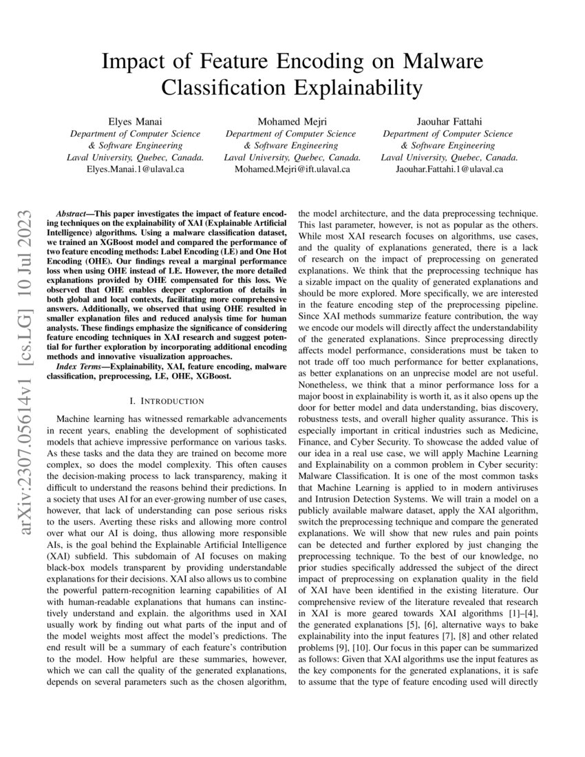 Impact Of Feature Encoding On Malware Classification Explainability Deepai 7953