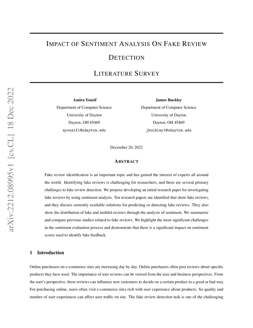 Impact Of Sentiment Analysis In Fake Review Detection Deepai