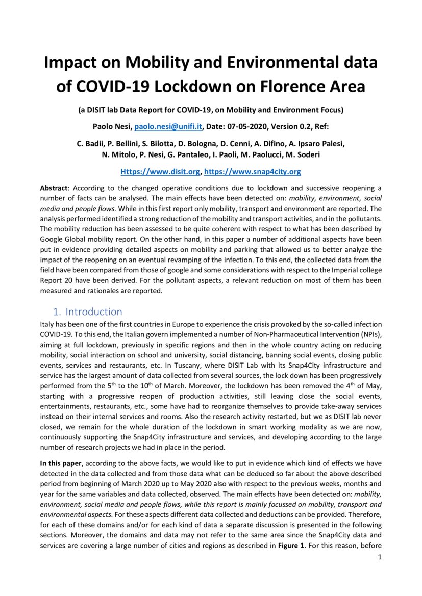 Impact on Mobility and Environmental data of COVID-19 Lockdown on ...