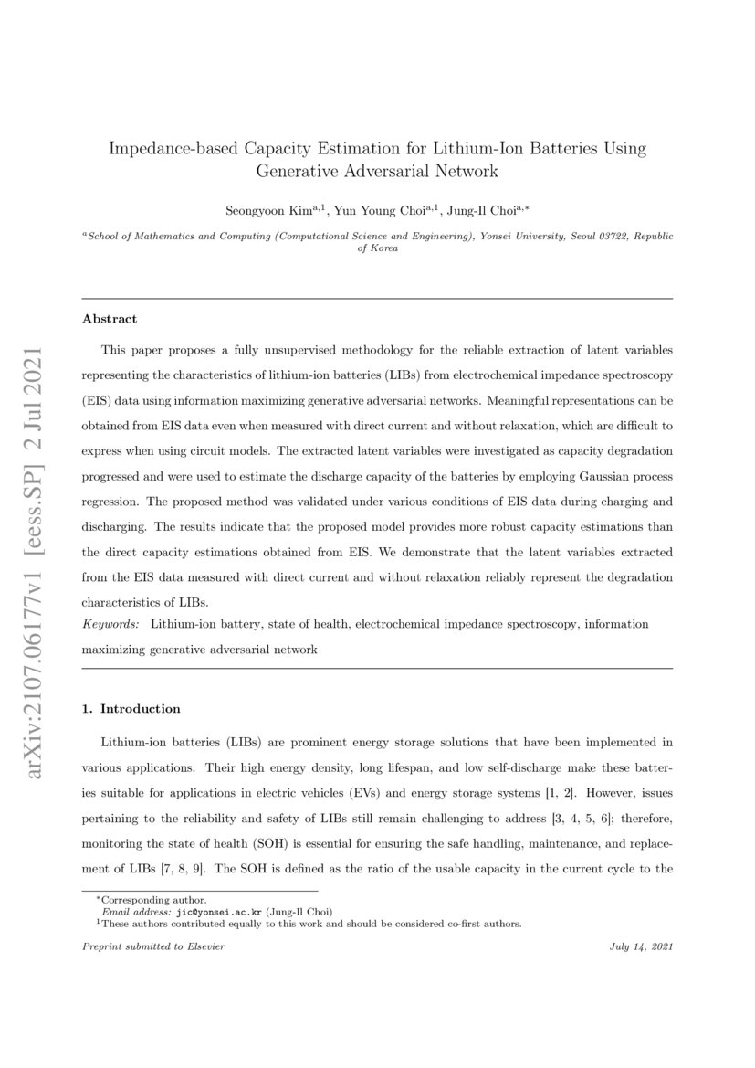 Impedance Based Capacity Estimation For Lithium Ion Batteries Using Generative Adversarial