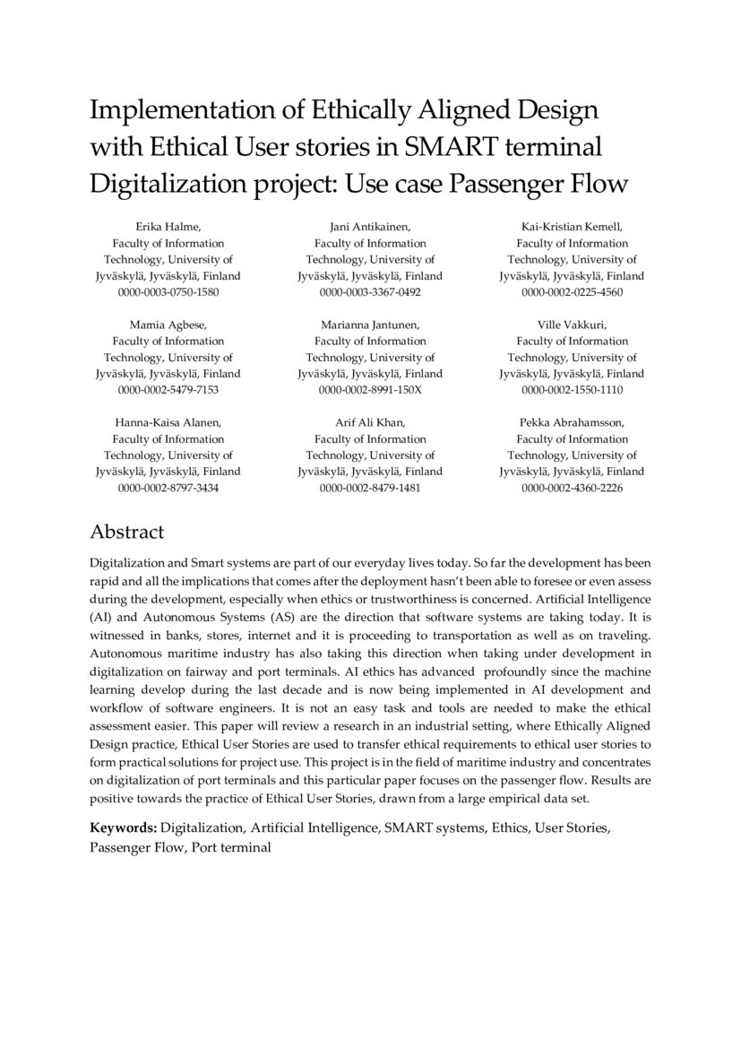Implementation of Ethically Aligned Design with Ethical User stories in ...