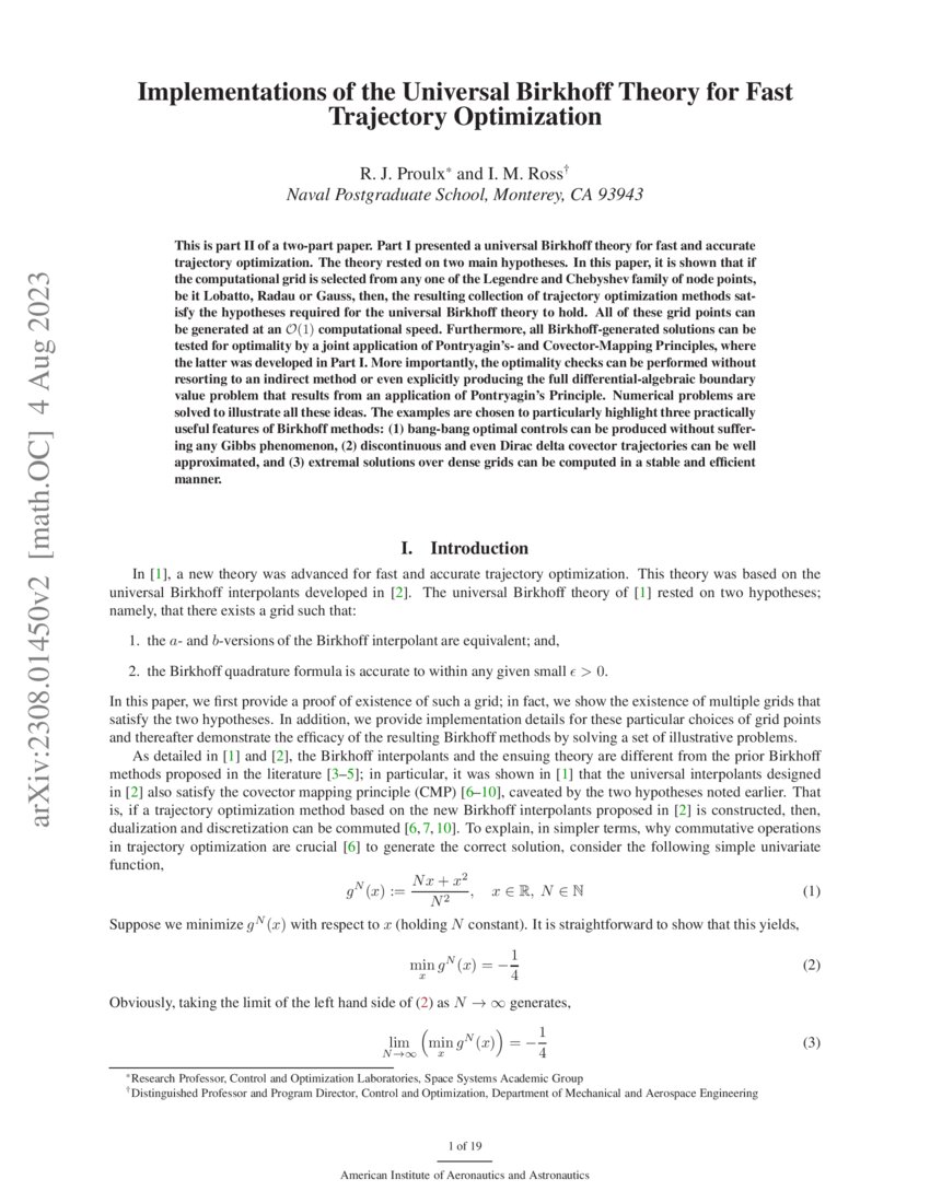 Implementations of the Universal Birkhoff Theory for Fast Trajectory ... Implementations of the Universal Birkhoff Theory for Fast Trajectory ...