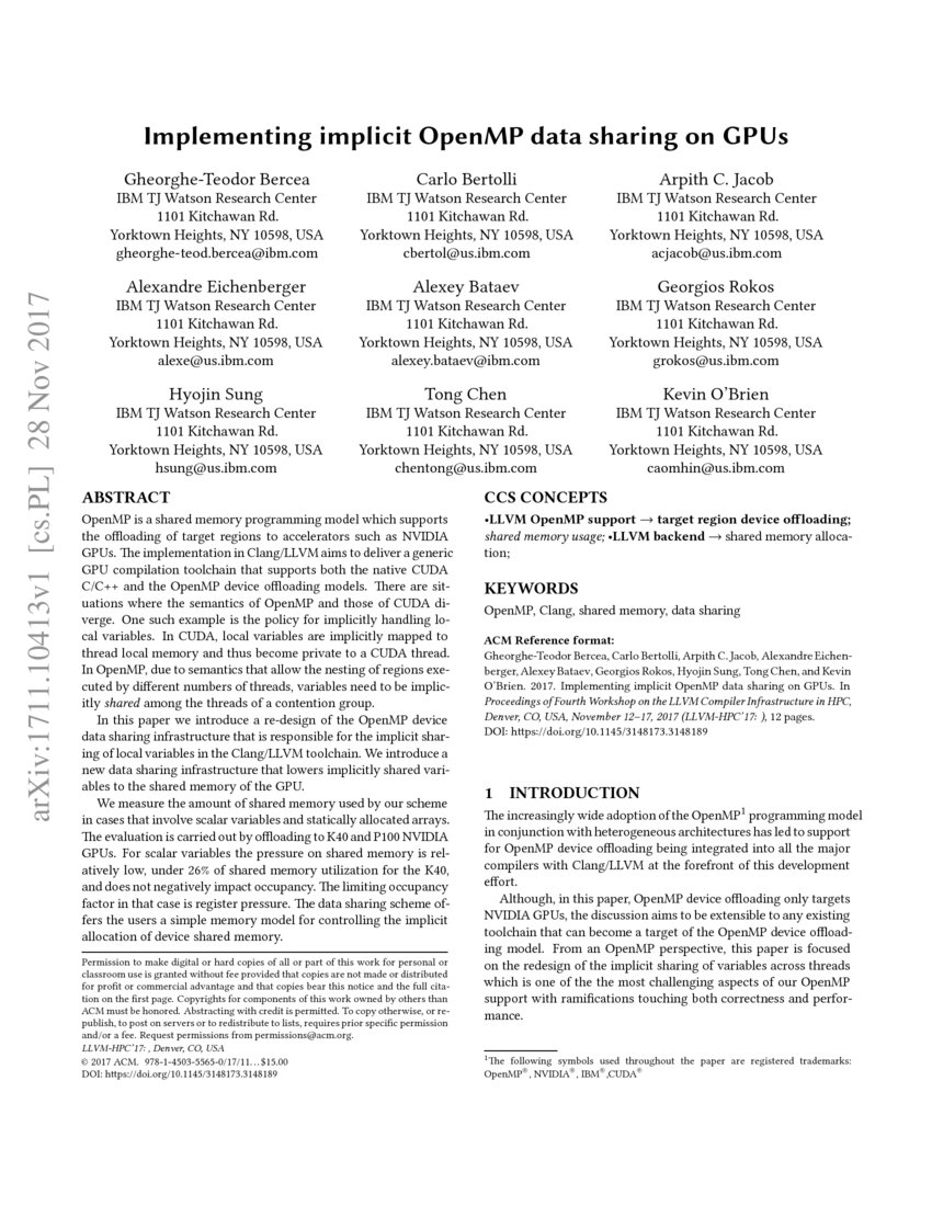 Implementing Implicit Openmp Data Sharing On Gpus Deepai