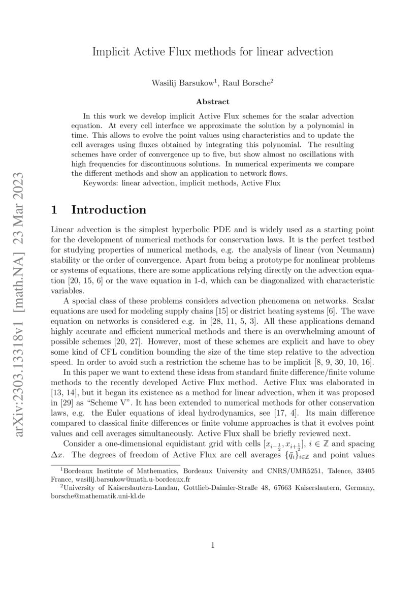 Implicit Active Flux methods for linear advection | DeepAI