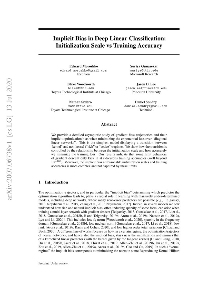 Implicit Bias In Deep Linear Classification Initialization Scale Vs