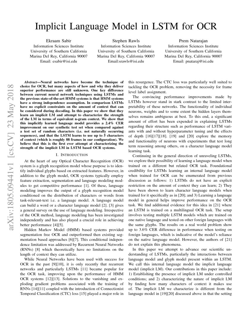 Implicit Language Model in LSTM for OCR | DeepAI